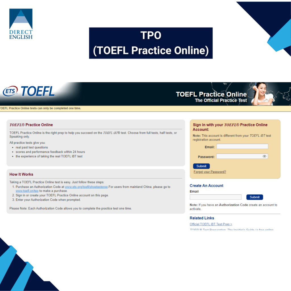 TPO (TOEFL Practice Online) – Direct English Indonesia